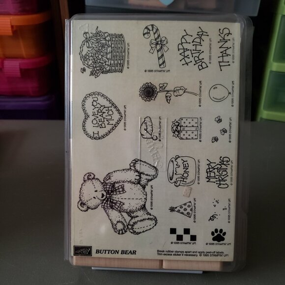 Stampin' Up! | Office | Stampinup Button Bear Mounted Red Rubber Stamps ...